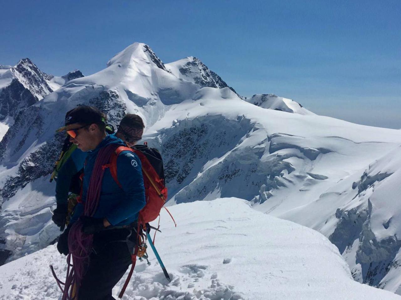Ascent Breithorn 4165m on snowshoes via the normal route